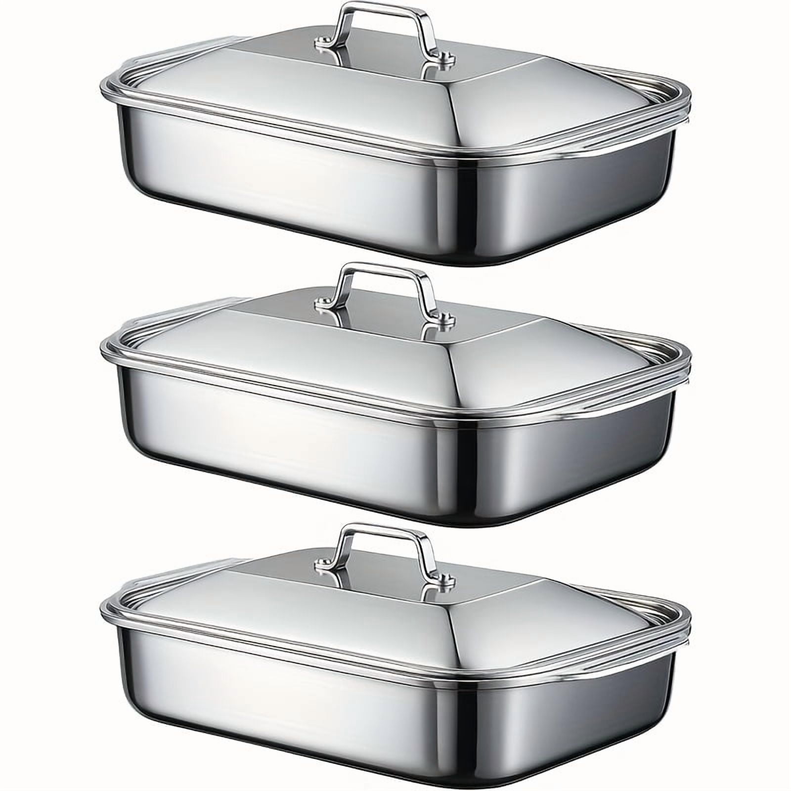 4/6pcs Extra Large Heavy Duty Stainless Steel Baking Pans with Lids ...