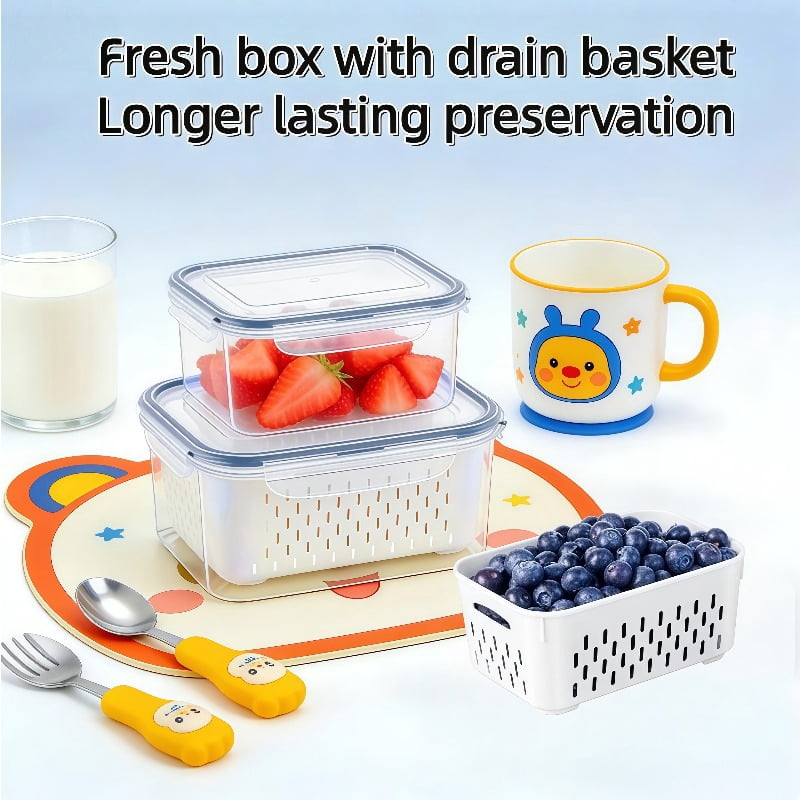 4/6pcs/Set Large Capacity Fruit Storage Containers with Removable Drain ...