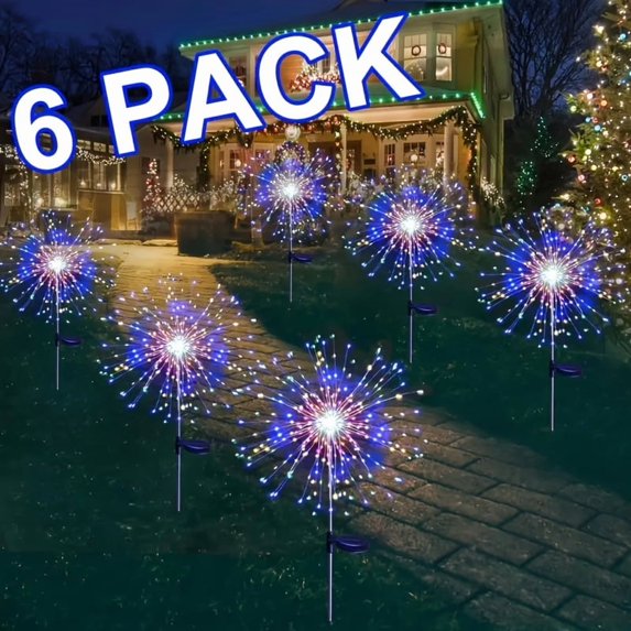 4/6pcs Solar Outdoor Ground Firework Lights - Waterproof Dandelion ...