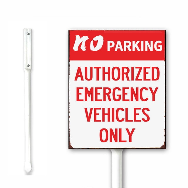4.6x6inches Vintage Yard Sign No Parking Authorized Emergency Vehicles ...
