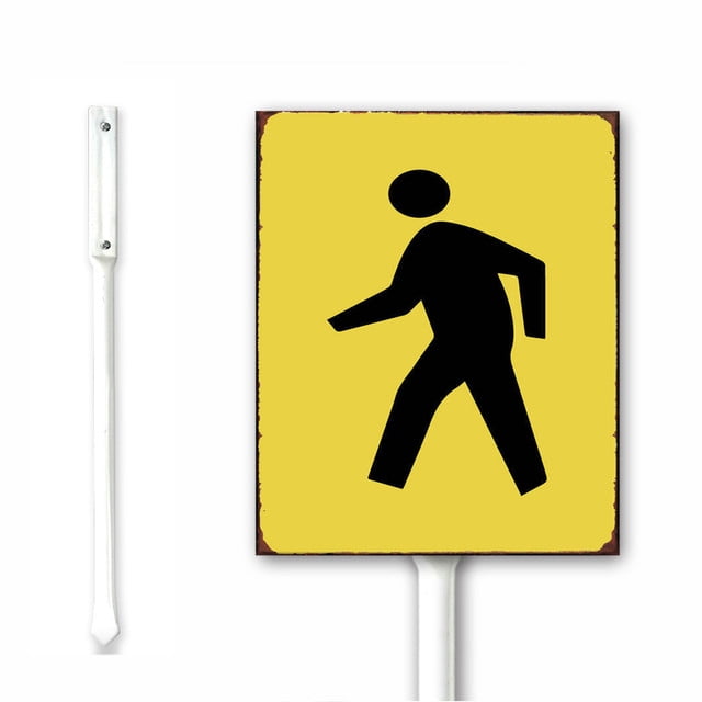 4.6x6inches Vintage Yard Sign Pedestrian Crossing Symbol Metal Parking ...