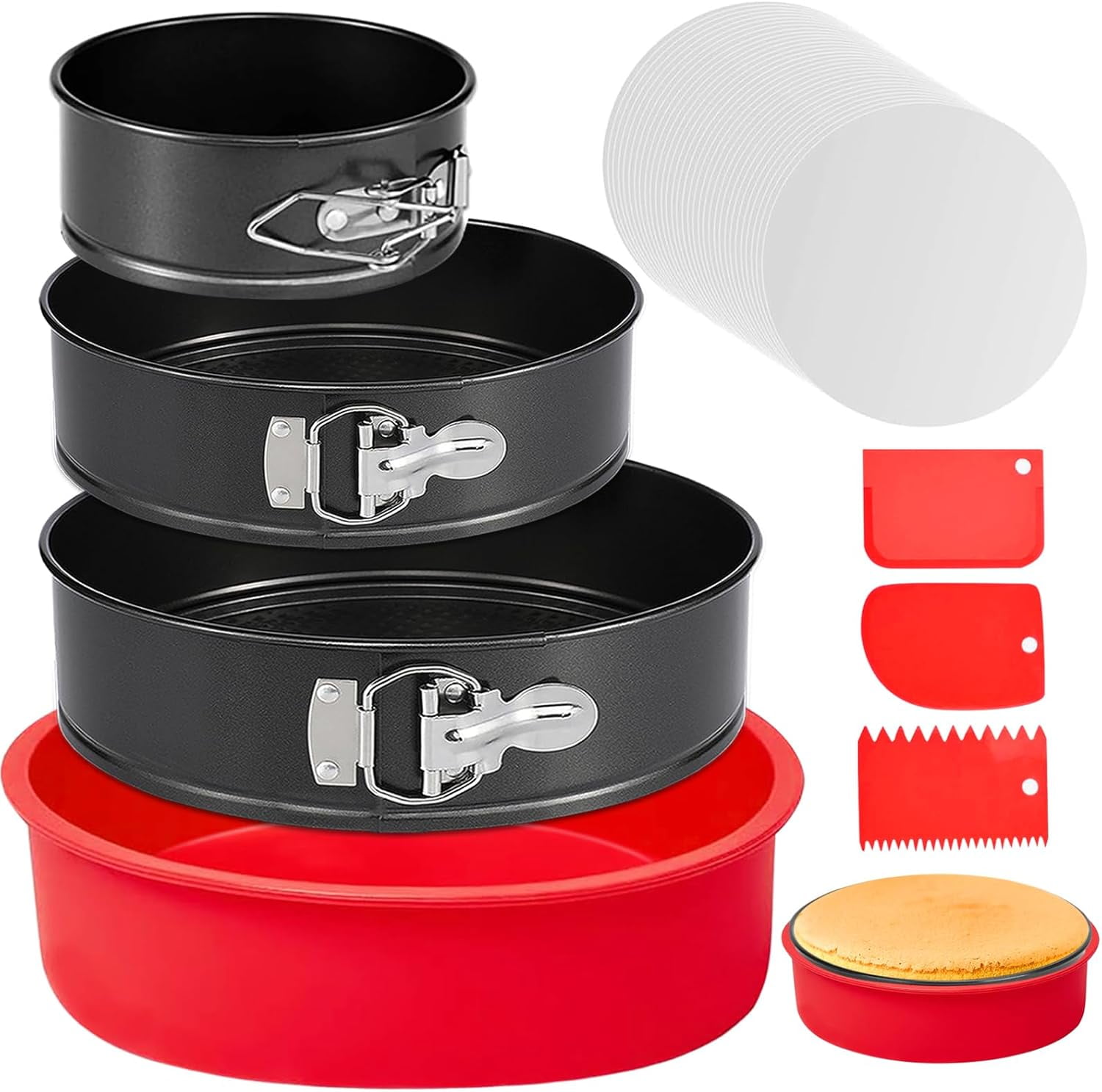 4 7 9 Inch Springform Pan Set of 3, Leakproof Cheesecake Pan with ...