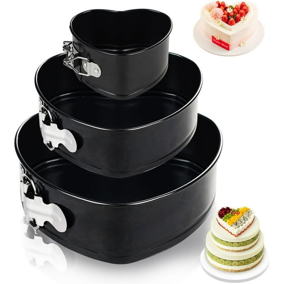 4"+7"+9" Non-Stick Cheesecake Pan, Springform Cake Pans Leakproof Heart ...