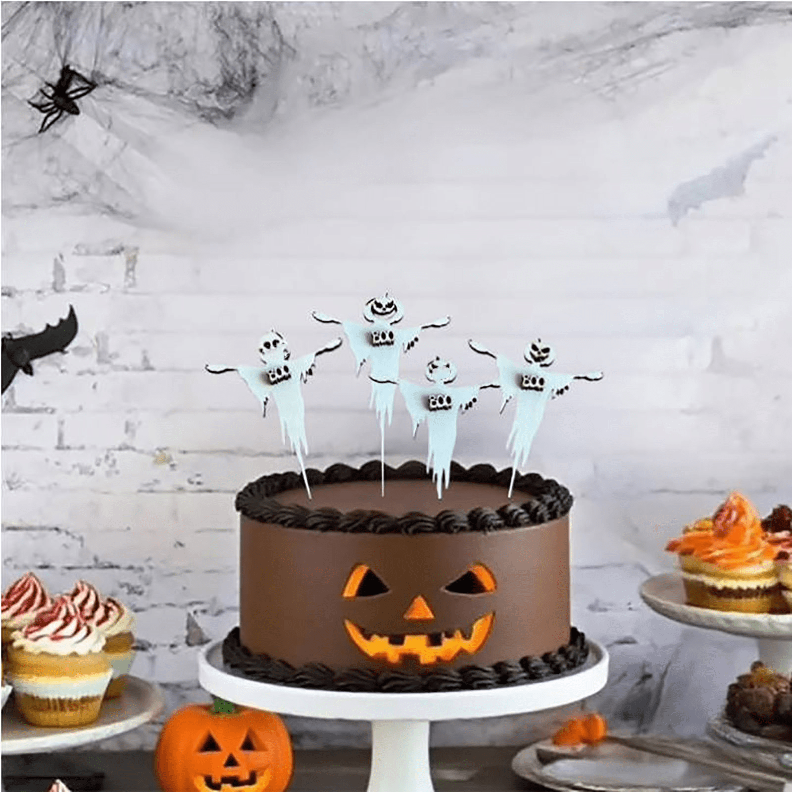 4.7“ Frightful Pumpkin Scarecrow Cake Decoration,Wood Pumpkin Scarecrow ...