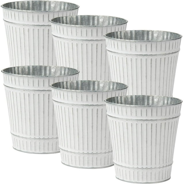 4.7" Galvanized Tin Planter Metal Pail Rustic Decorative Metal Buckets ...
