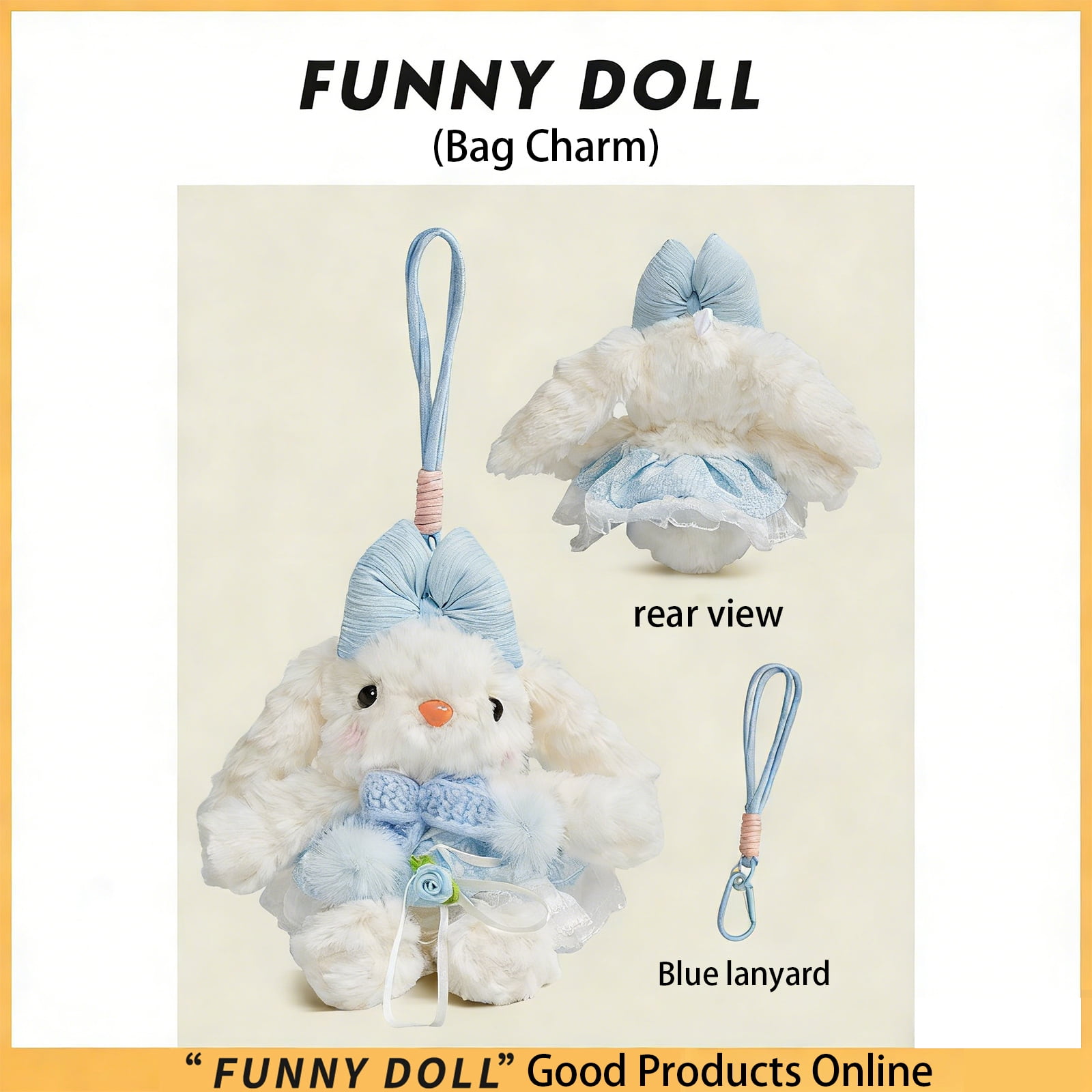 4.7 Inch Cute Lop-Eared Rabbit Bag Charms, Plush Bunny Pendant with ...