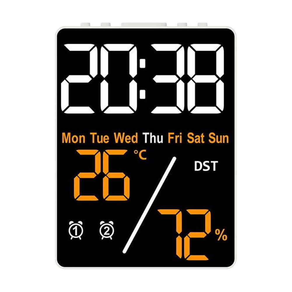 4.7 Inch Large Digital Room Thermometer Hygrometer Alarm Clock - LED ...