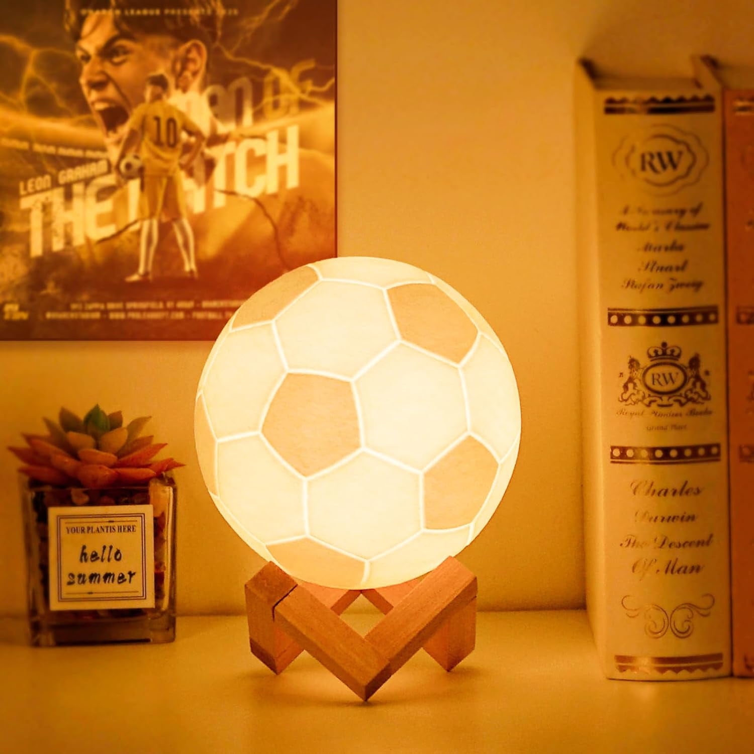 4.7 Inches Soccer Night Light, Soccer lamp Light for Kids Room with ...