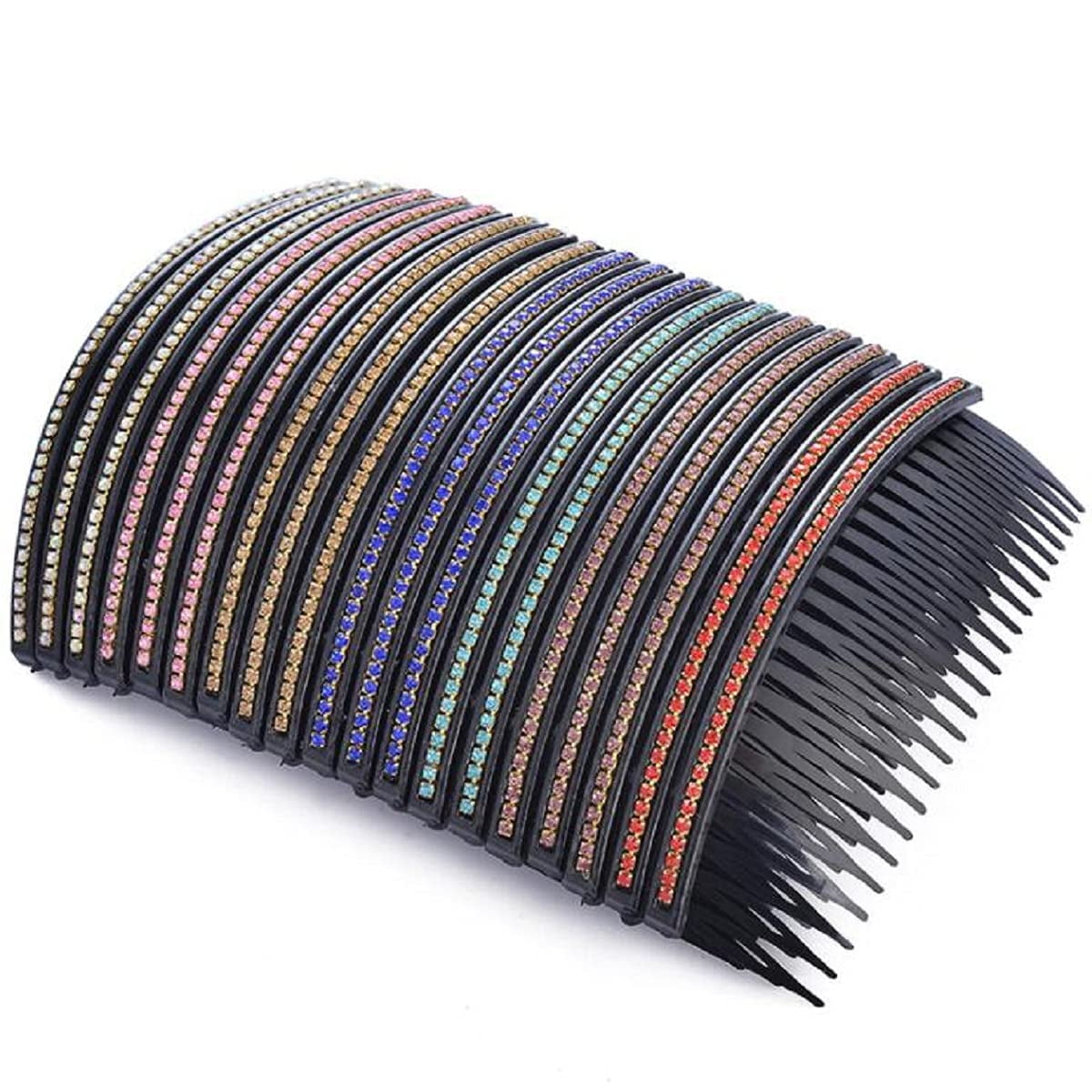 4.7'' Mixed 5 colors Women 24 Teeth Hair Comb Pin Clip Double Rows ...
