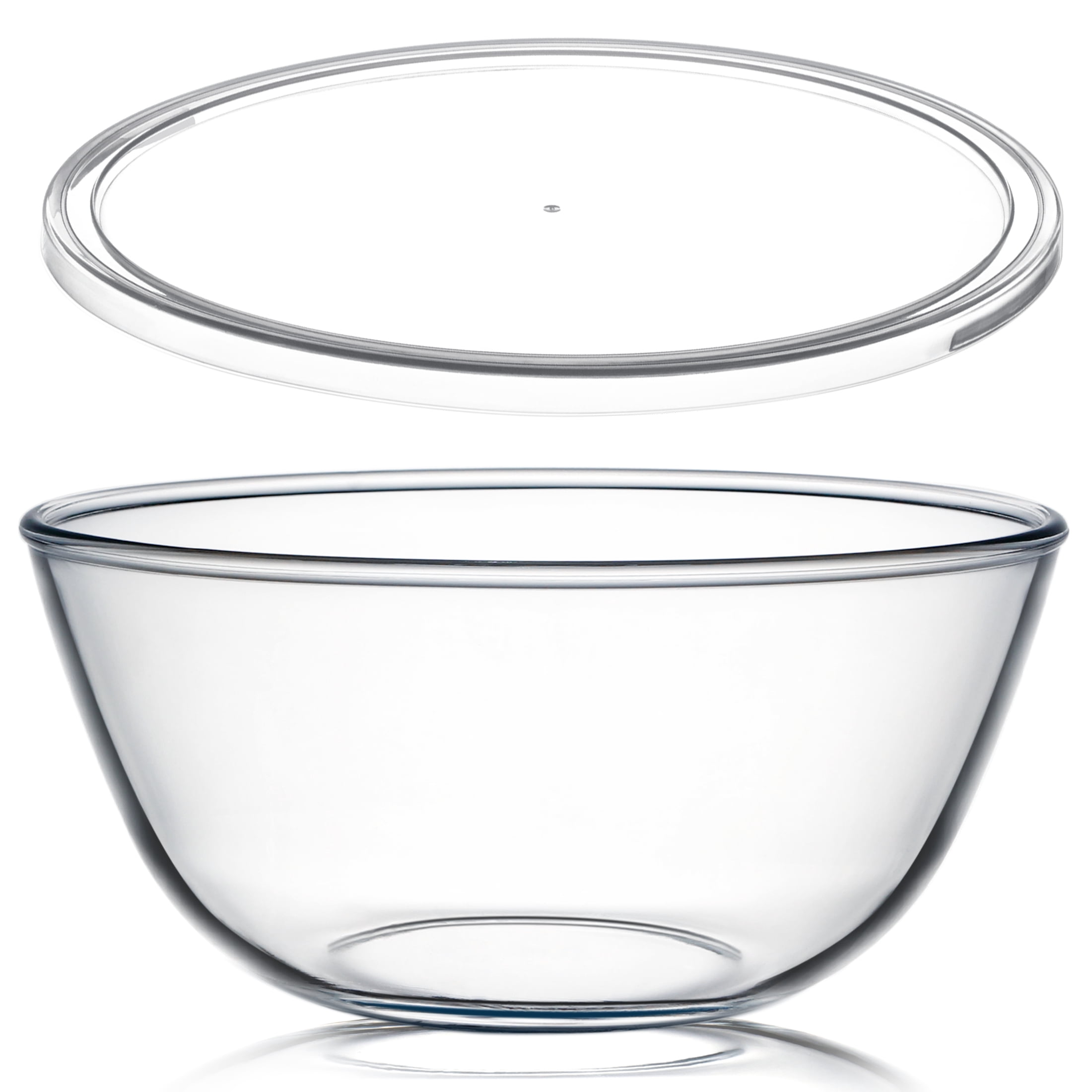 4.7 Quart Glass Mixing Bowl with Lid, Deep Large Glas Salad Bowl Big ...