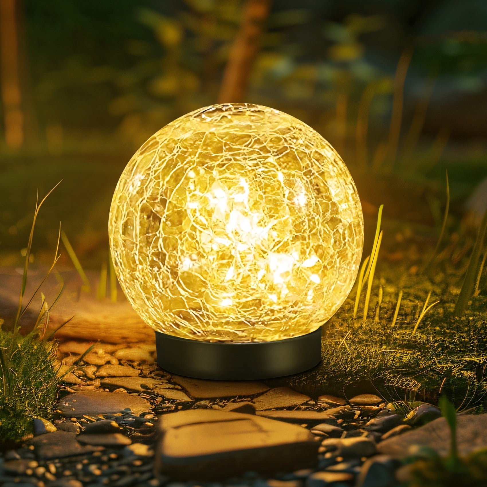 4.7" Solar Cracked Globe Garden Lights, Solar Garden Lights Outdoor ...