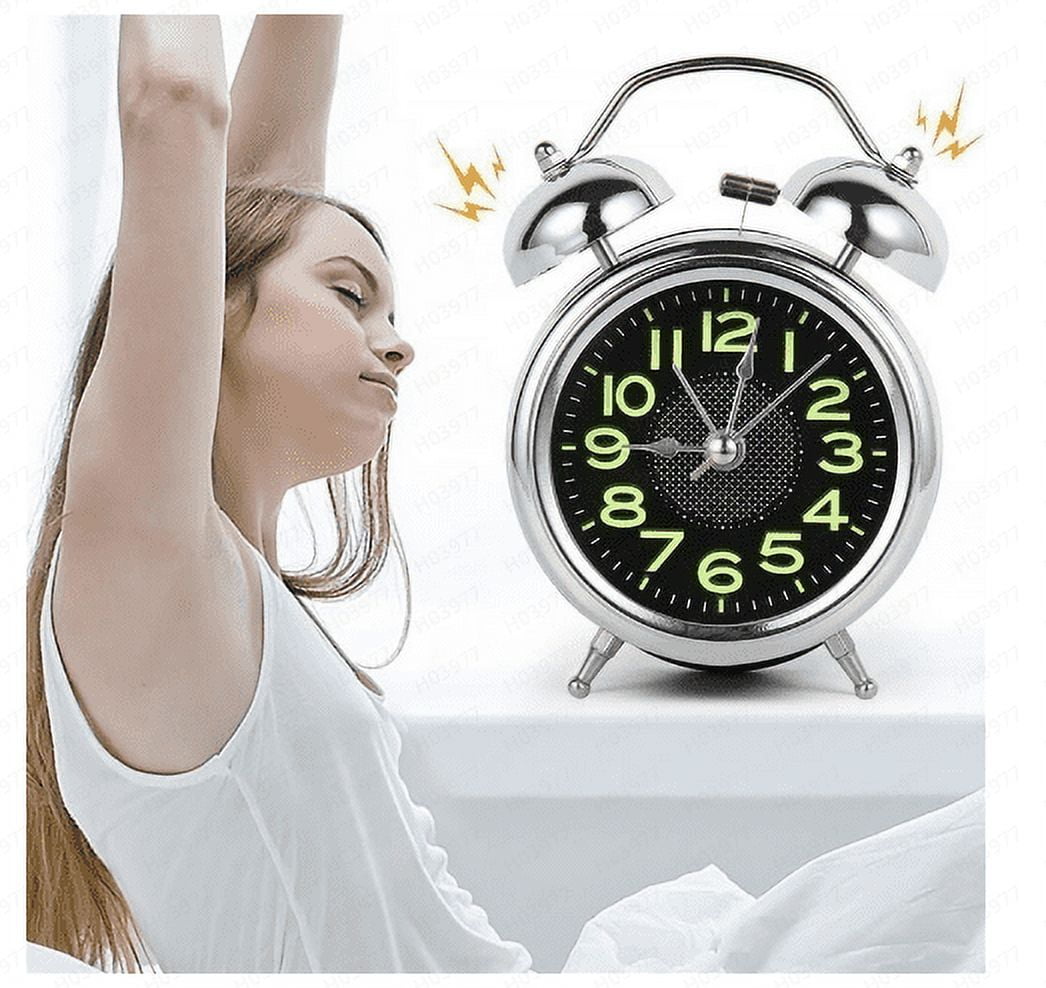 4.7" Twin Bell Super Loud Alarm Clock with Nightlight for Heavy ...