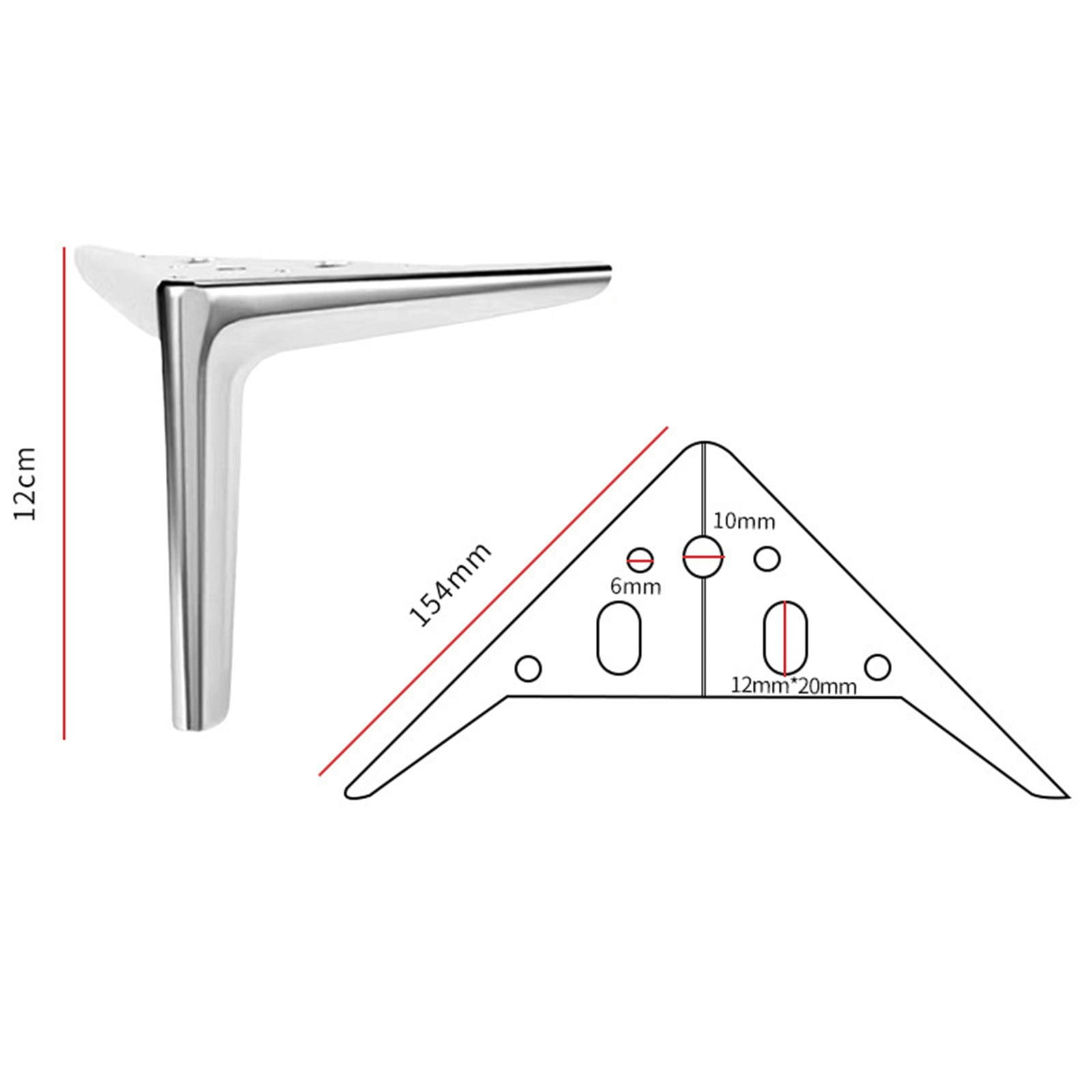 4.7 inch/12cm Shiny Chrome Metal Furniture Legs Set of 4, DIY ...