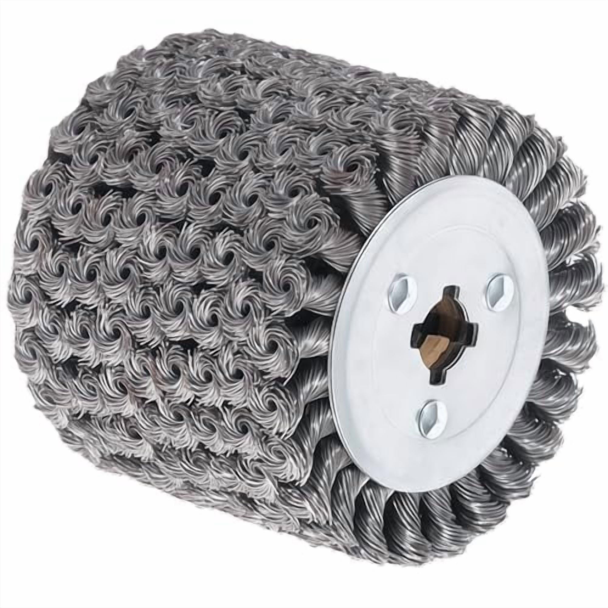 4.7"x4" Twisted Carbon Steel Wire Wheel, 3/4" Quad Keyway Surface ...