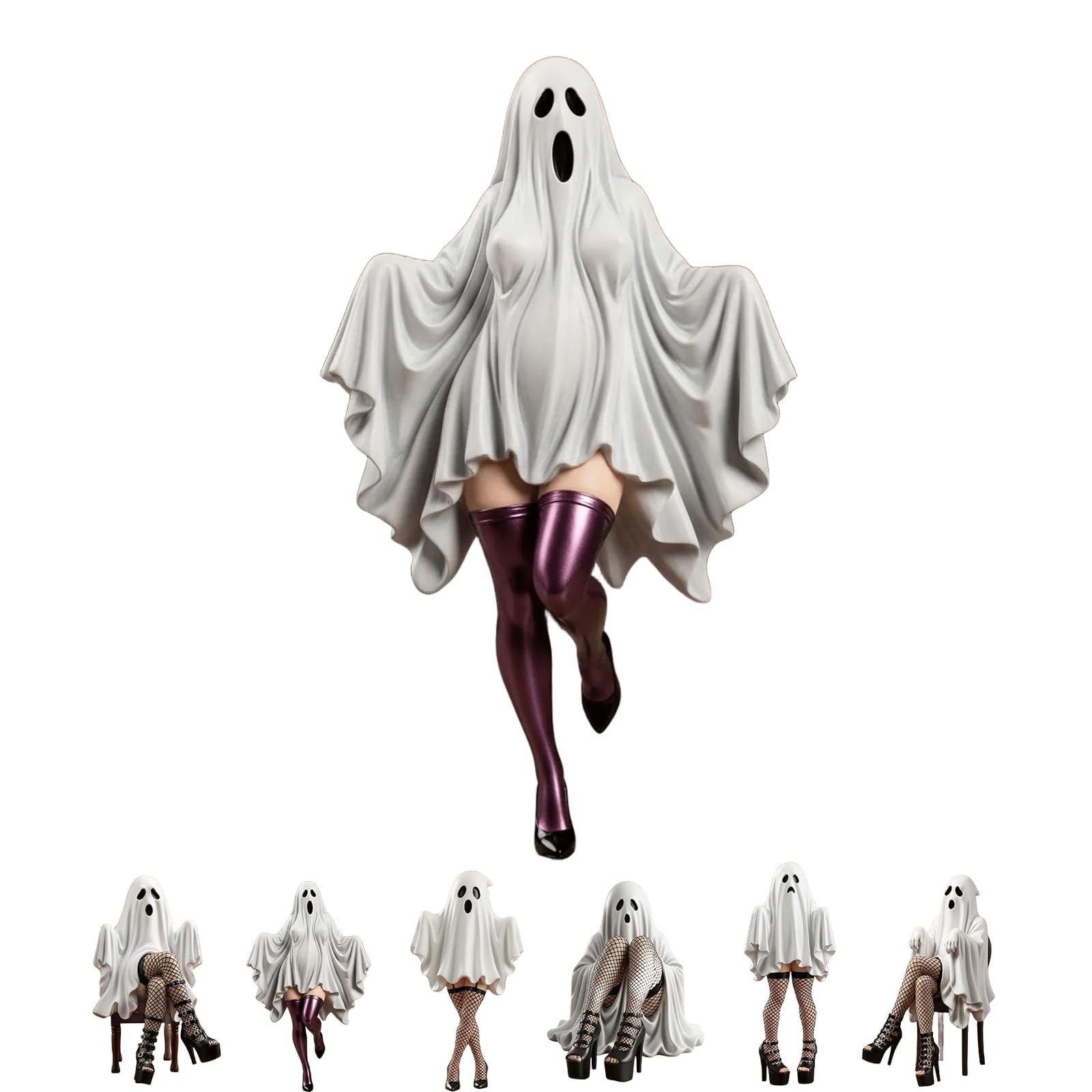 4.72"Gothic Ghost Statue - Hand-Painted Resin Halloween Decor, Elegant ...