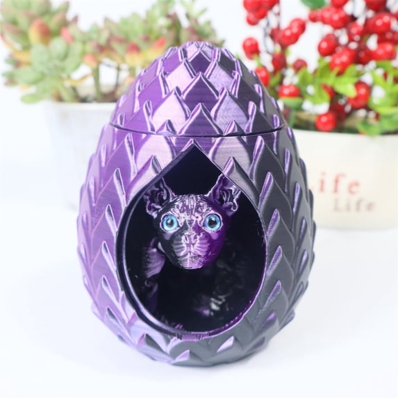 4.72Inch 3D Printed Hairless Cat with Cattery, for Home Decorations ...