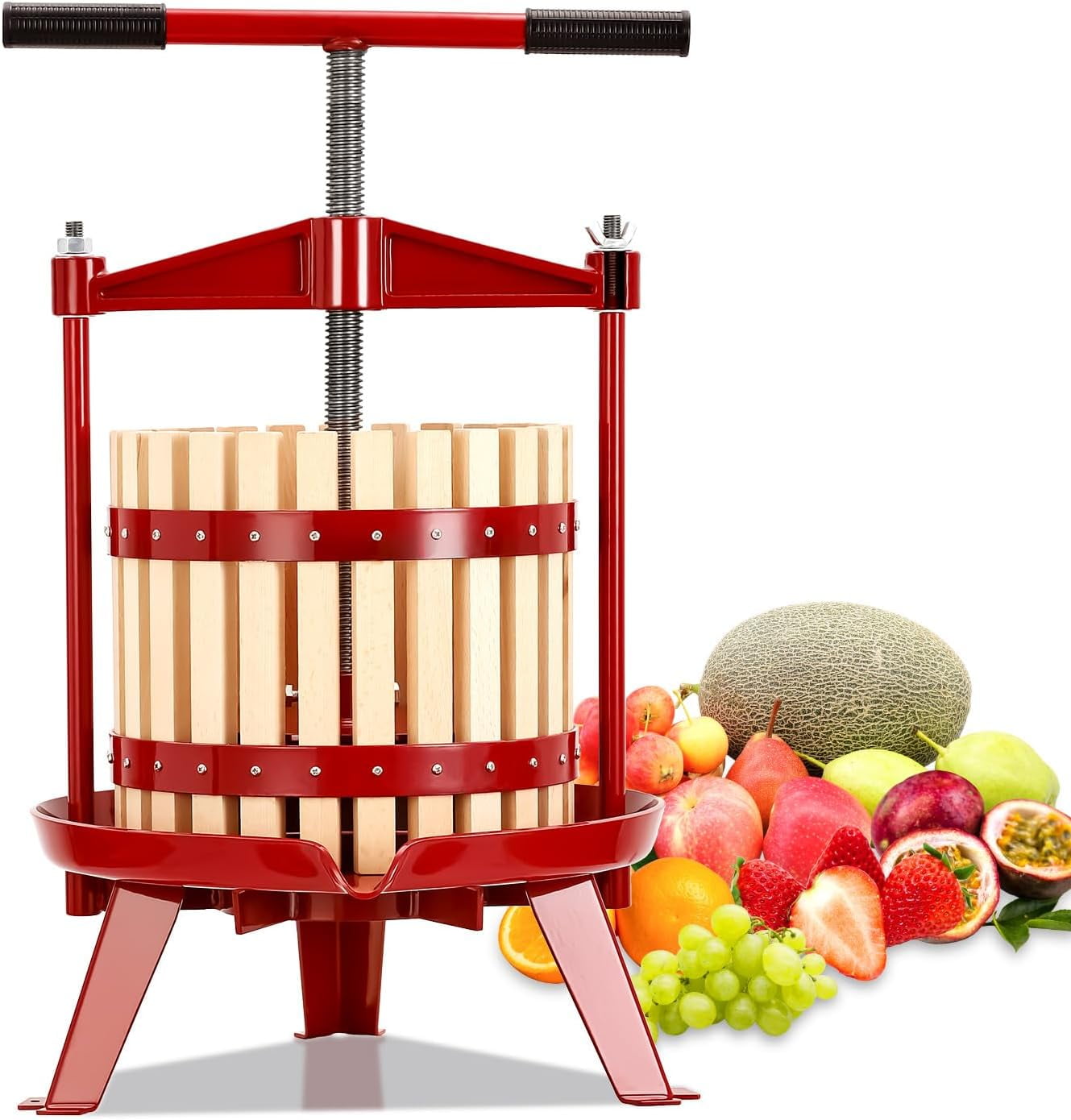 4.75 Gal Fruit Wine Press with a Filter Bag, Wood Heavy-duty Cross-beam ...