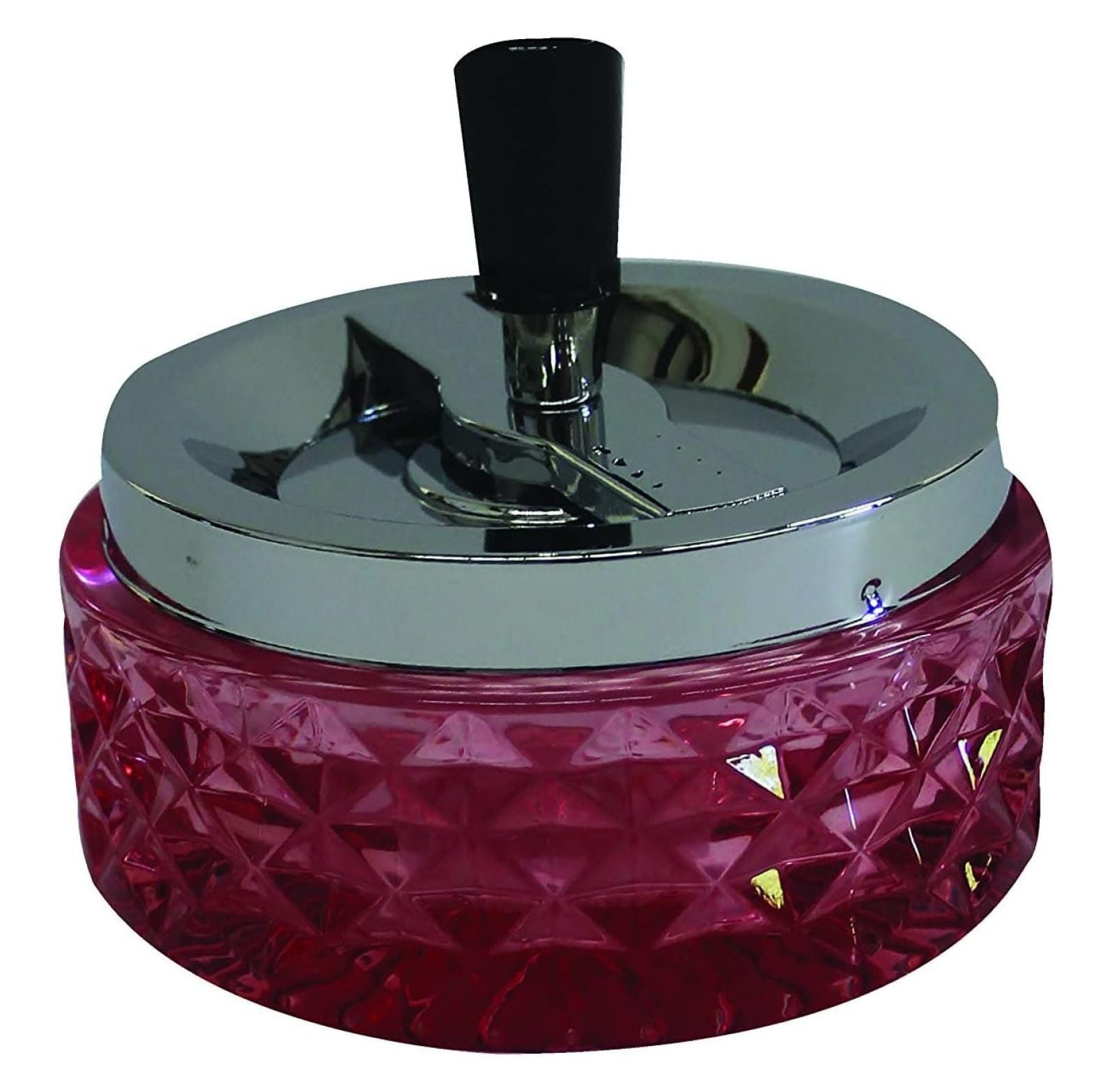 4.75" Round Push Down Glass Ashtray with Spinning Tray ~ Choose Your ...