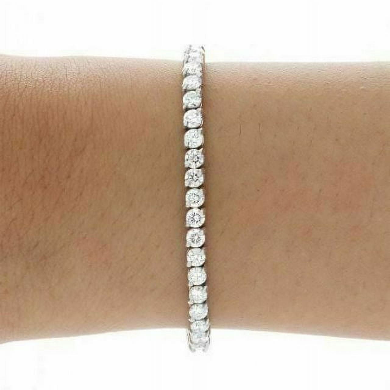 4.75CT Natural Diamond (I-J,SI1) Round Cut Tennis Bracelet 14K White Gold Fine Jewelry Women ...