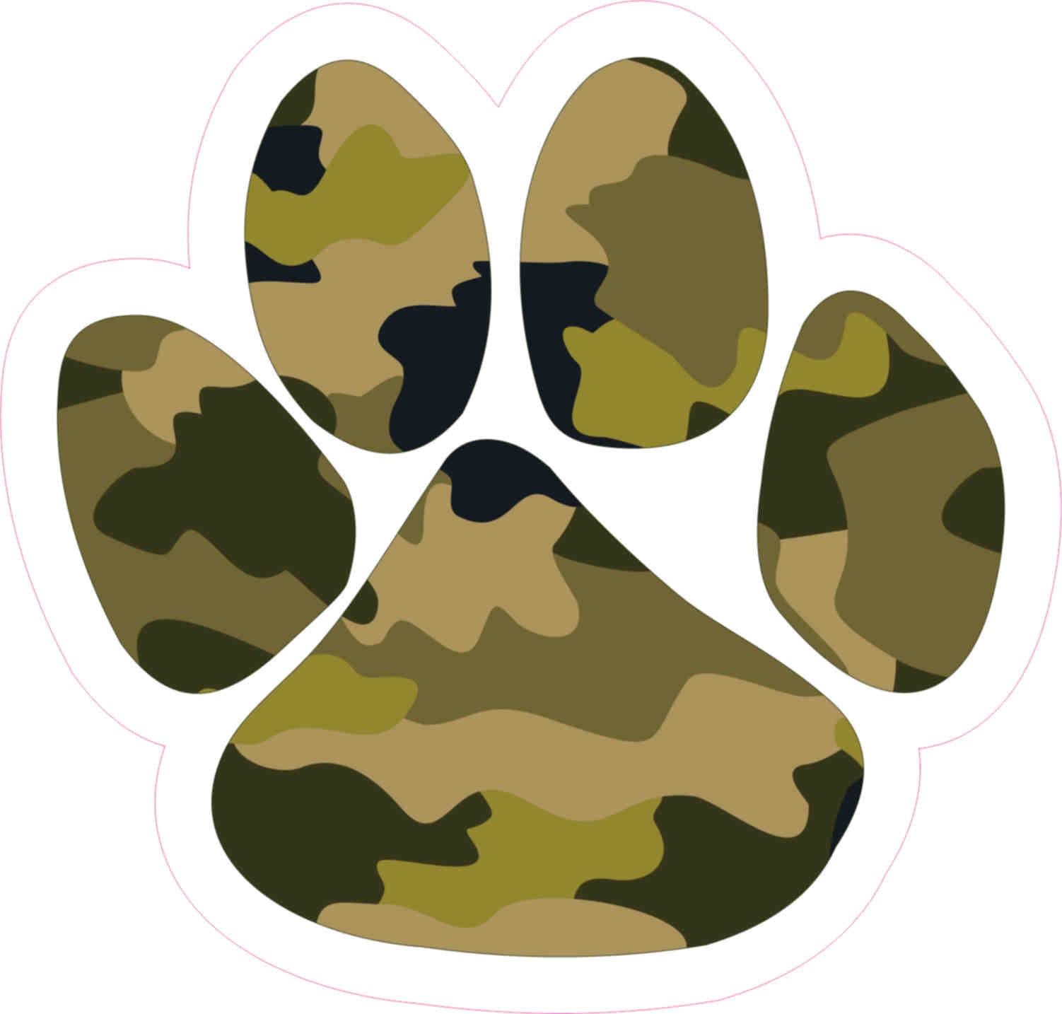 4.75in x 5in Camouflage Paw Print Bumper Sticker Vinyl Vehicle Stickers ...
