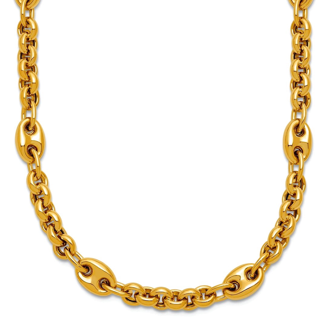 4.75mm 10k Solid Yellow Gold Polished Fancy Link Necklace 18 Inch ...