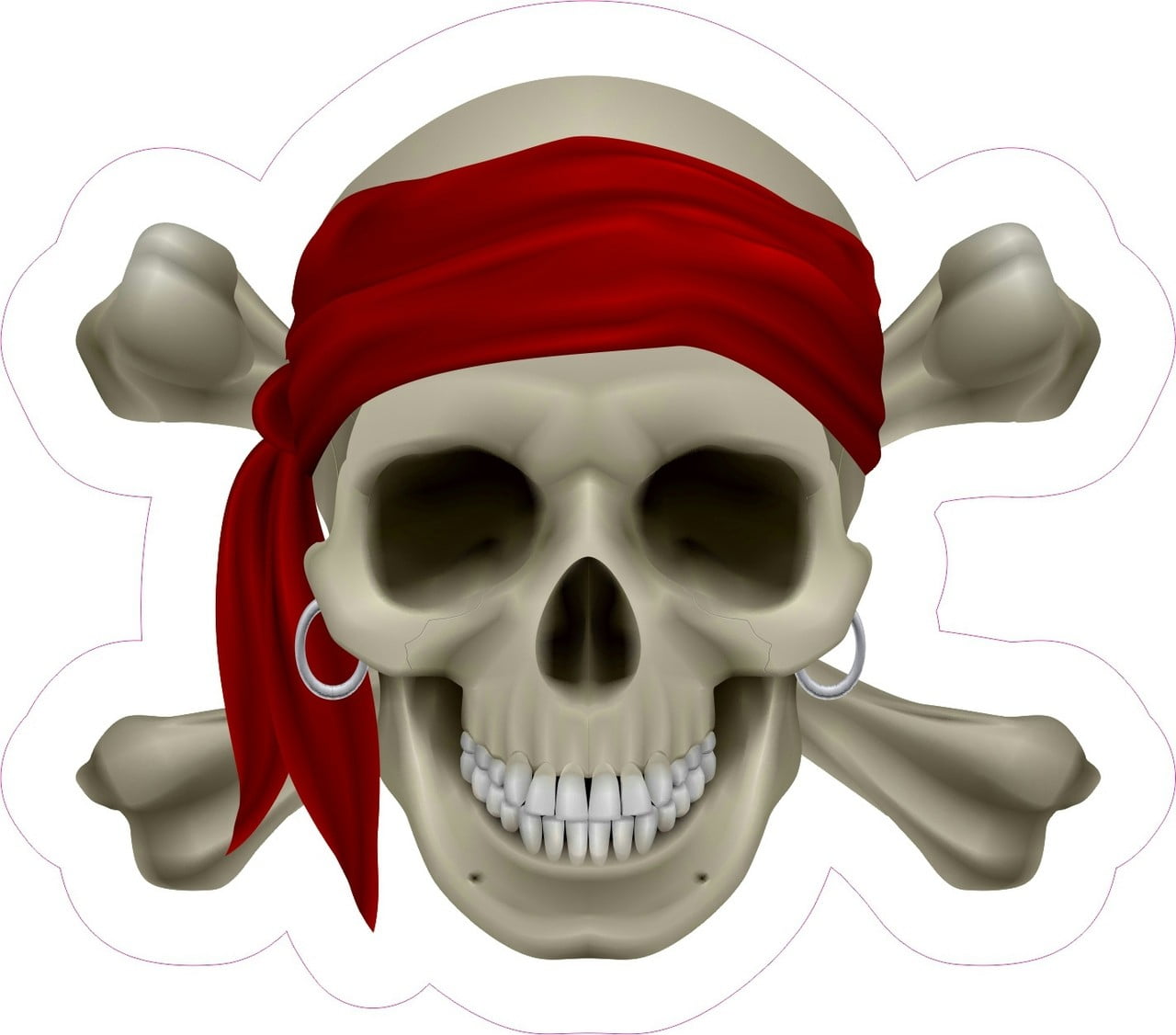 4.75x4.25" Realistic Pirate Skull Bumper Sticker Decal Vinyl Car ...
