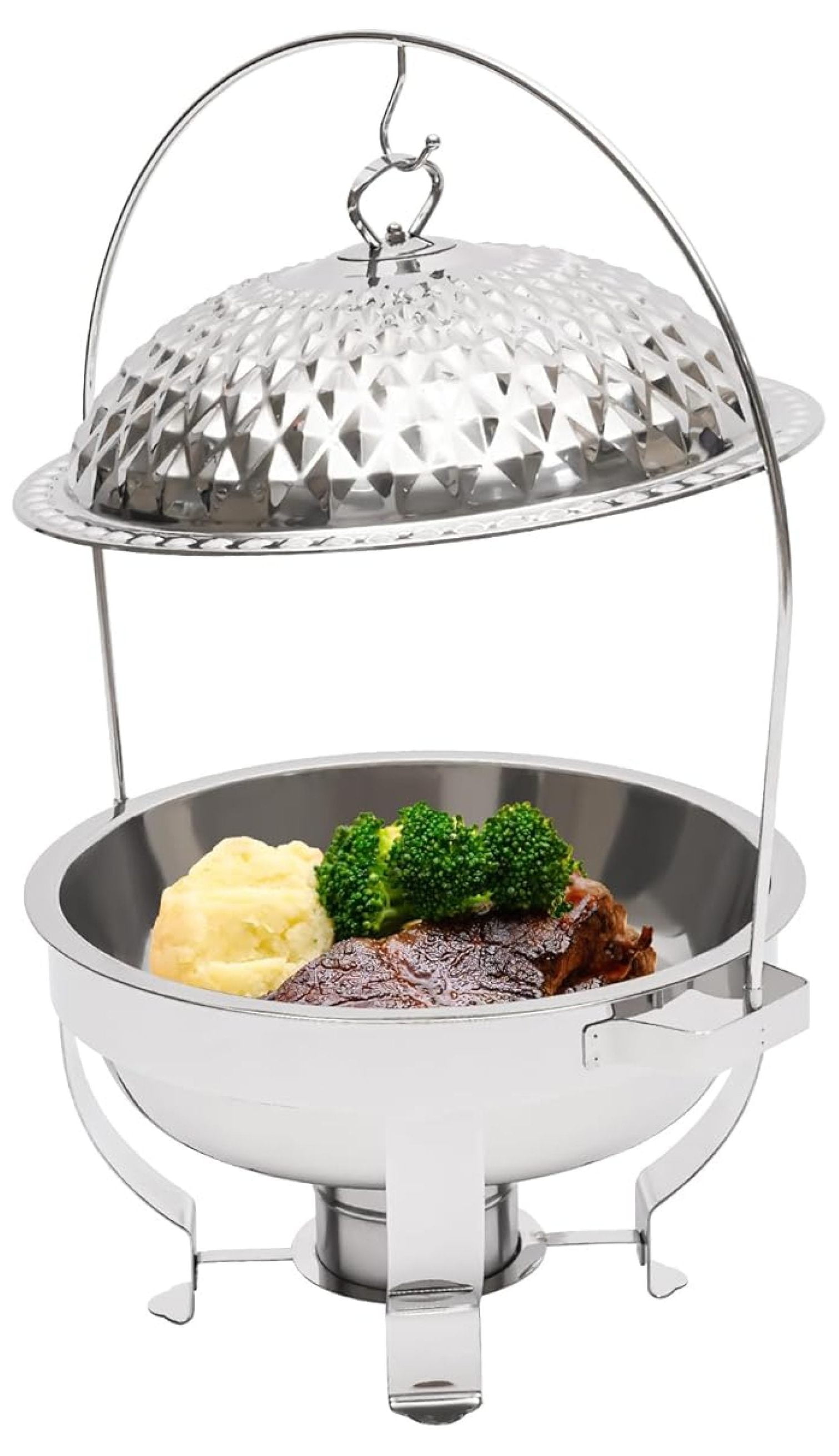4.76QT Hanging Lid Stove Chafing Dish Buffet Set with Water Pan & Food ...