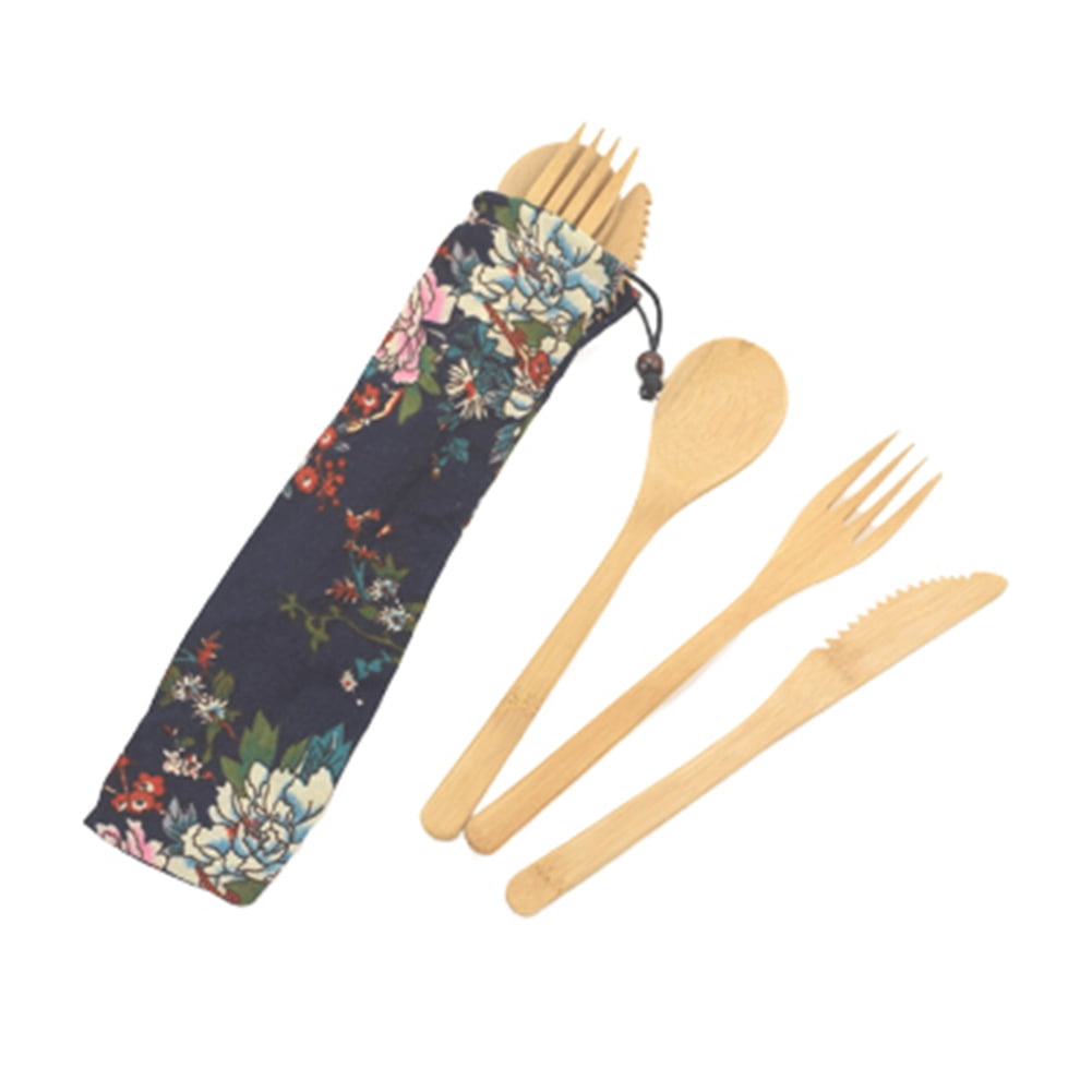 4/7Pcs Bamboo Travel Utensils Set, Travel Portable Reusable Bamboo ...