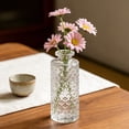 4.7in Ribbed Clear Small Glass Vase, Single Sprig Dried Flower ...