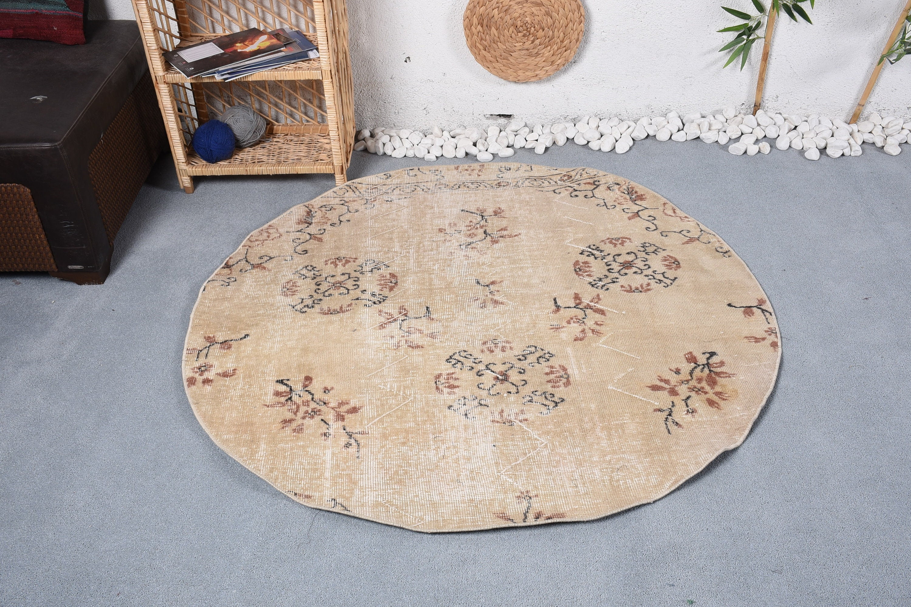 4.7x4.7 ft Accent Rug, Bedroom Rugs, Turkish Rugs, Vintage Rug ...