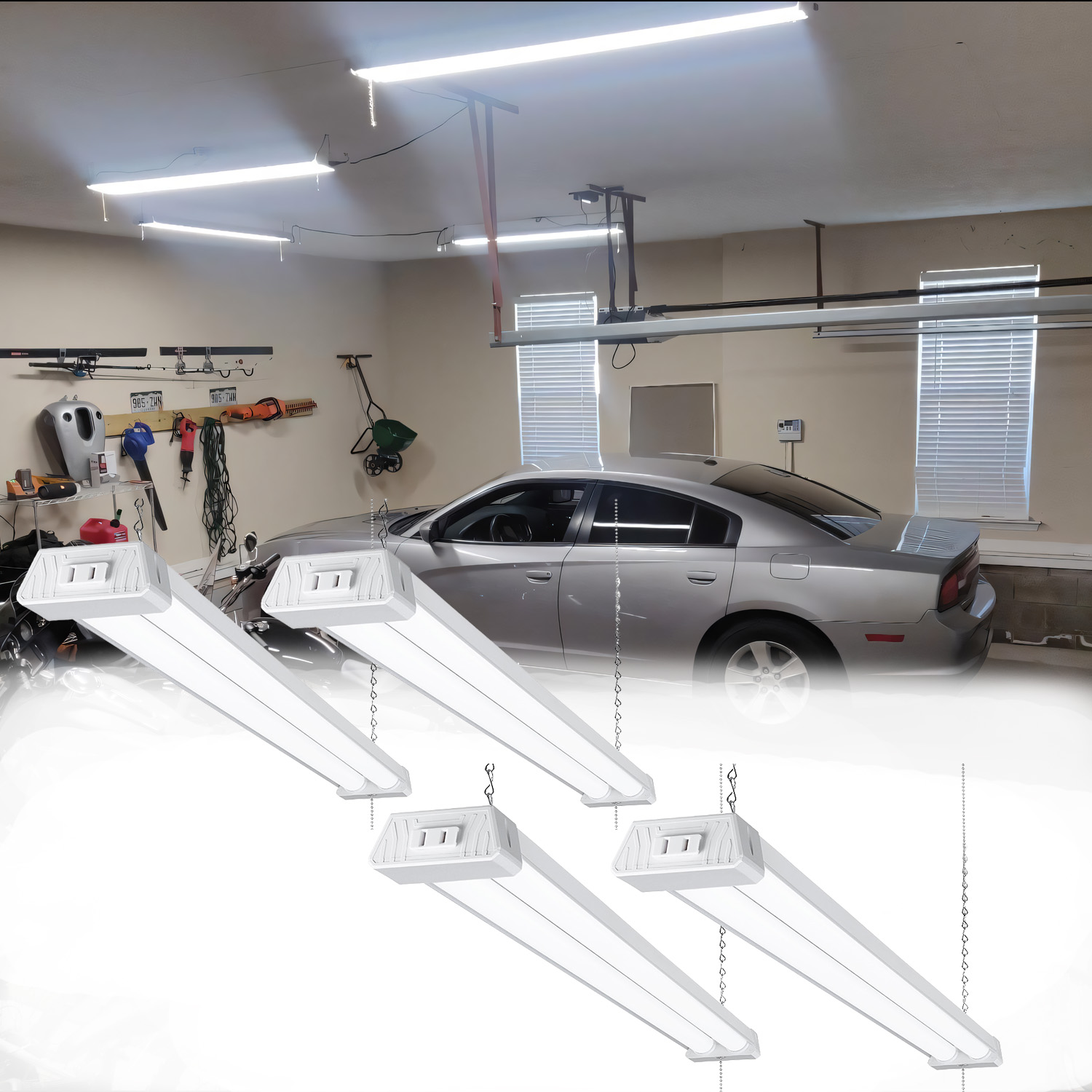 4 ft. 250-Watt Equivalent Integrated LED Silver Shop Light 4000K ...