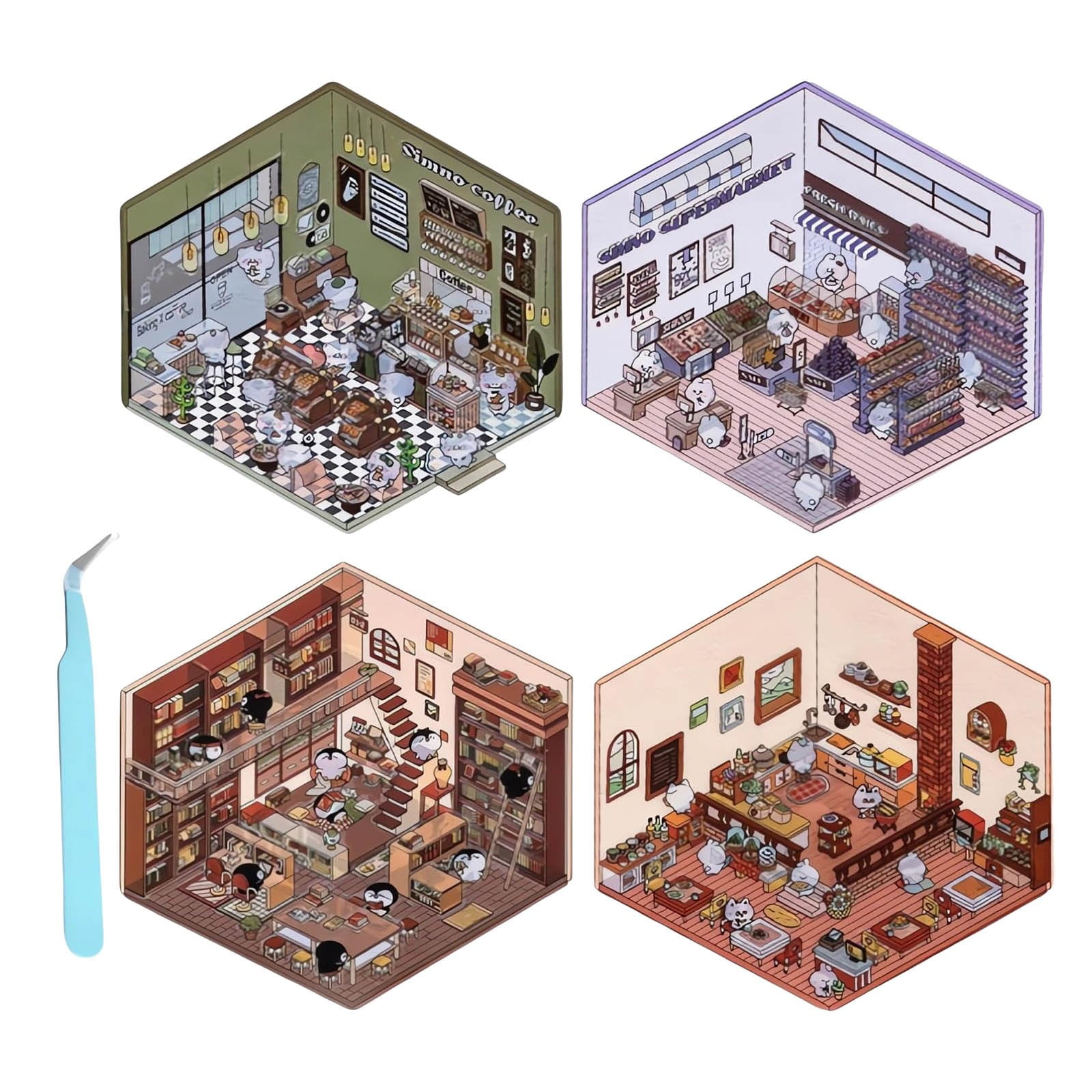 4/8/12/16/24 PCS 3D Sticker Scene, DIY Stickers, Make Your Own Mini ...