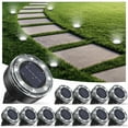 4/ 8/ 12/ 24 Pack Solar Mini Ground Lights Outdoor - 8 LED Solar Disc ...