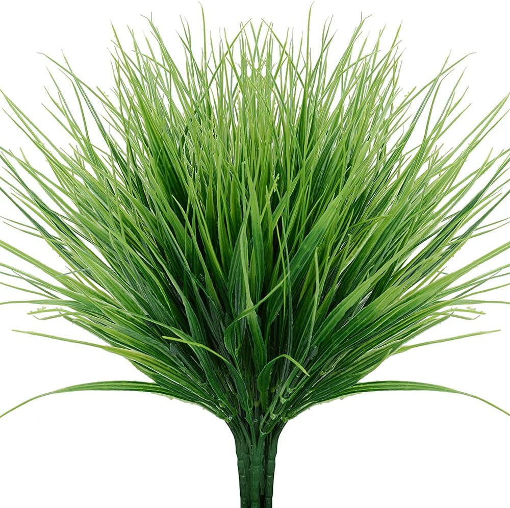 4/8/12 Pcs Artificial Grass Plants Bushes Faux Plastic Fake Wheat Grass for Outdoor UV Resistant ...