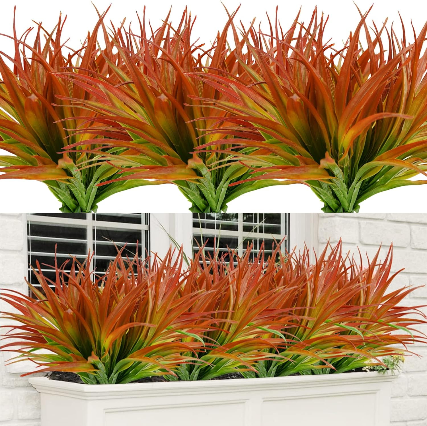 4/8/12Pcs Artificial Grass Shrubs Plant Fake Outdoor Plastic Plants UV ...