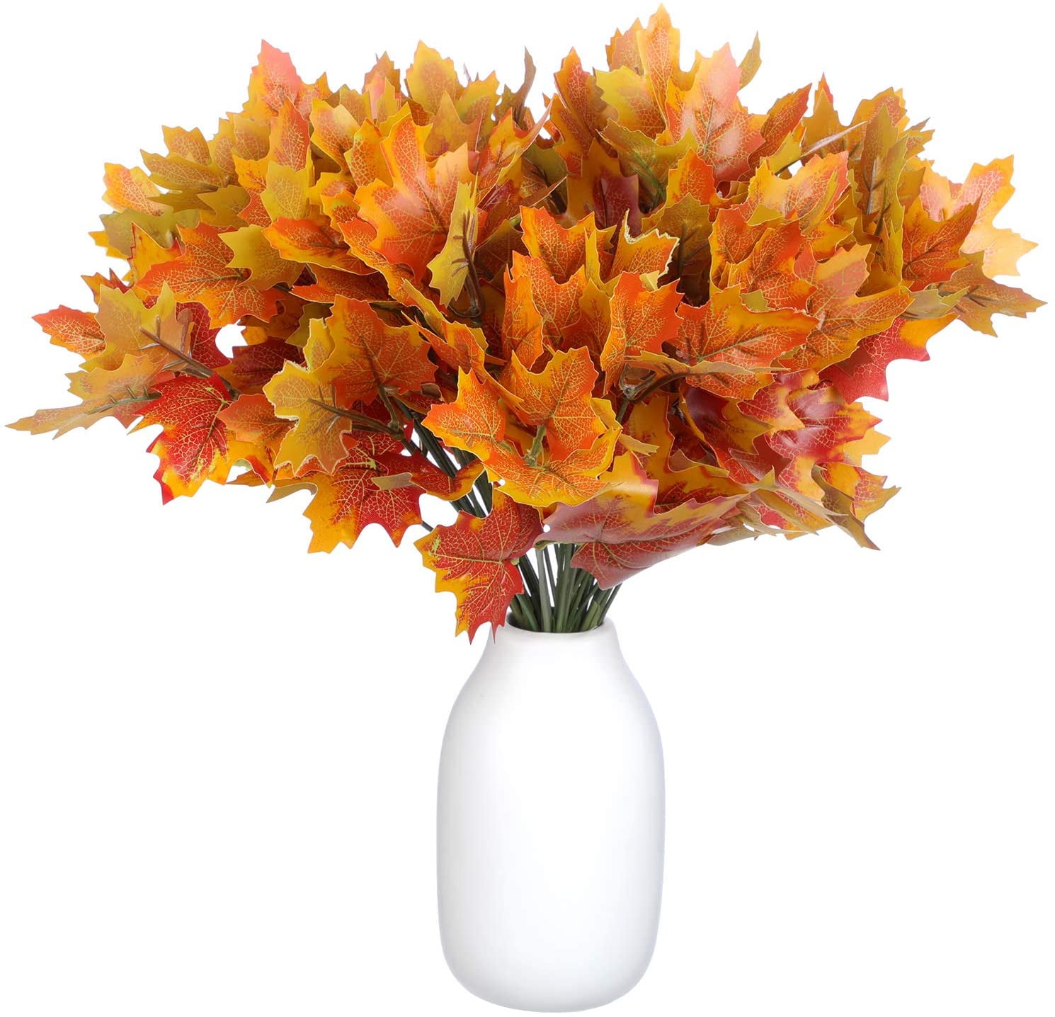 4/8/12Pcs Artificial Maple Leaves Stems Fake Fall Leaves Greenery for ...