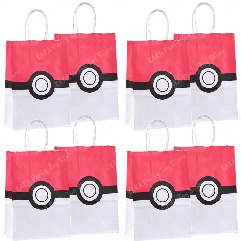 4/8/12Pcs Pokemon Party Gift Bags Pokeball Paper Cookies Candy Bags for ...