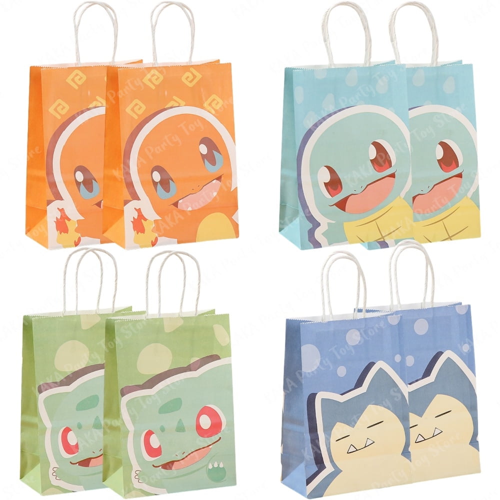 4/8/12Pcs Pokemon Party Gift Bags Squirtle Bulbasaur Charmander Candy ...