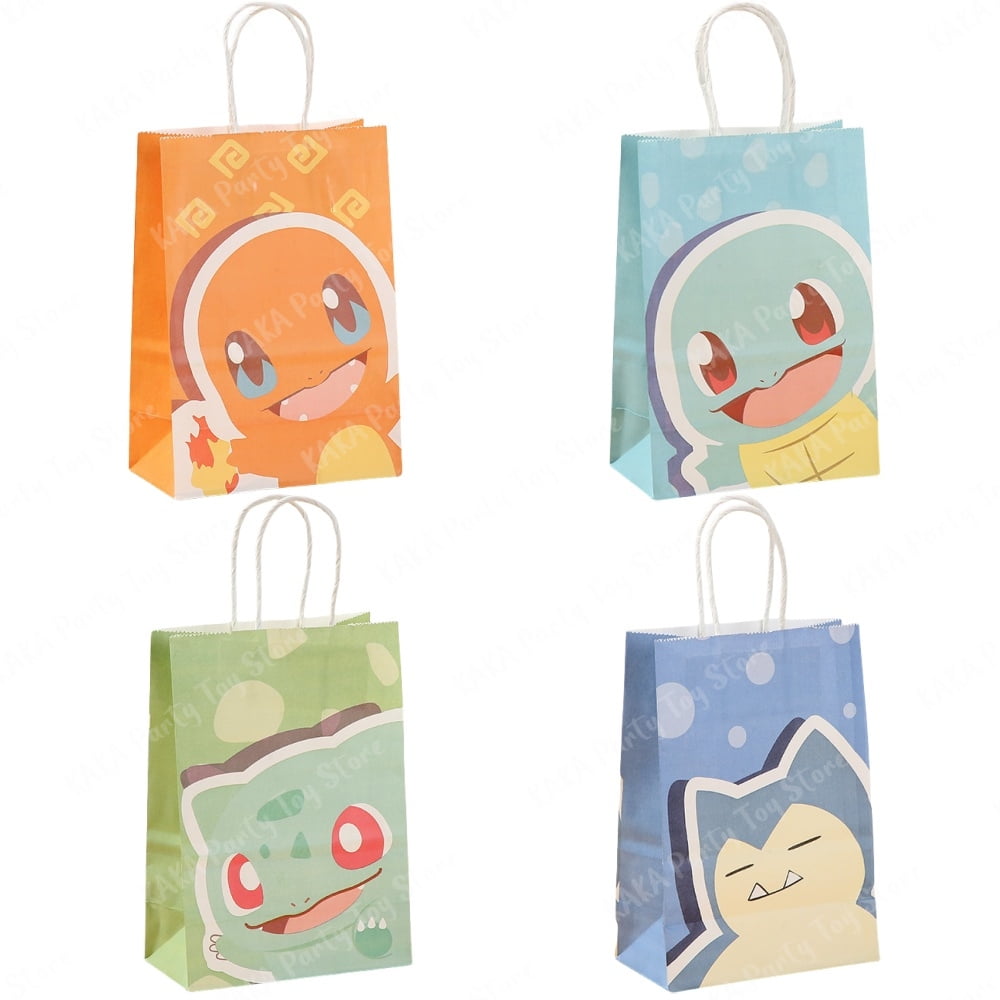 4/8/12Pcs Pokemon Party Gift Bags Squirtle Bulbasaur Charmander Candy ...