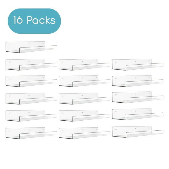 4/8/16 Pack Clear Acrylic Floating Shelves (15*4") - Wall Storage ...