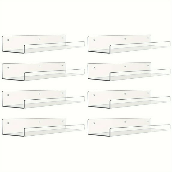 4/8/16 Pack Clear Acrylic Floating Shelves (15*4") - Wall Storage ...