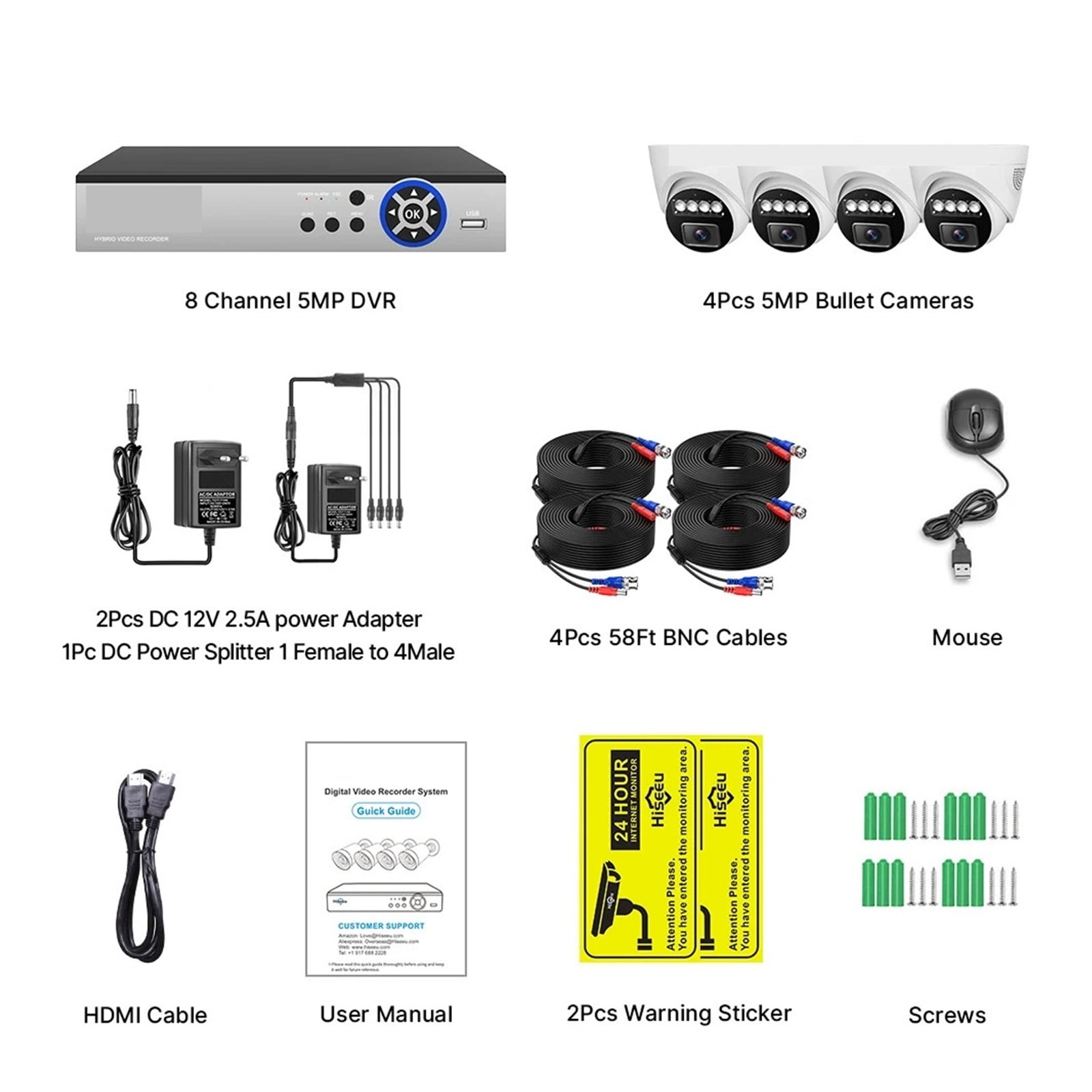 4/8 Channel 5 Million HD Indoor Home Camera CCTV Video Surveillance DVR ...