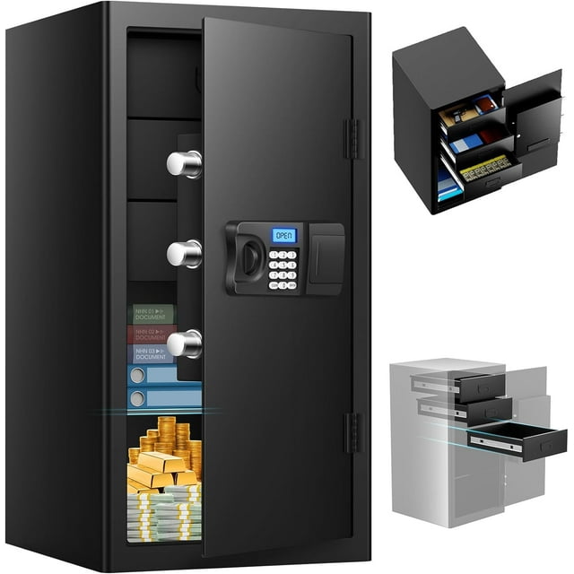 4.8 Cuft Extra Large Home Safe Box Fireproof Waterproof With【Removable ...