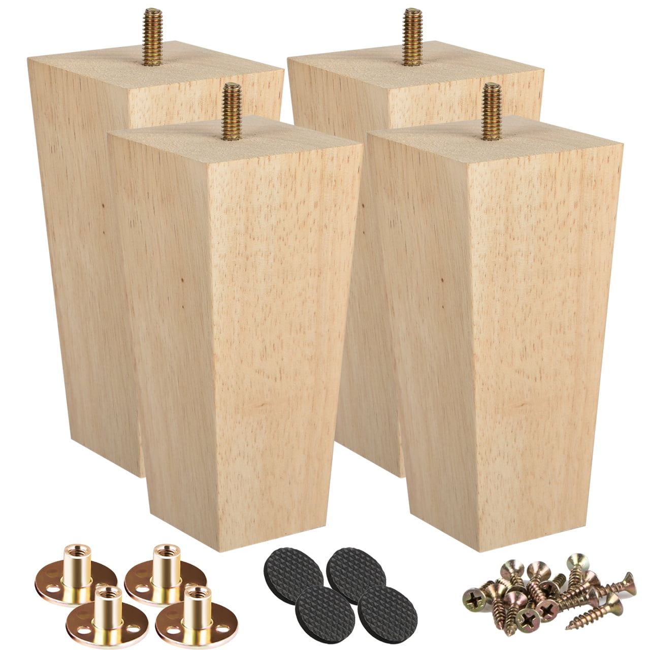 4.8 Inch / 12cm Solid Wood Furniture Legs, Btowin VCF 4Pcs Unfinished ...