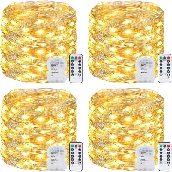 4/8 Pack Fairy Lights Battery Operated with Remote, Each 39Ft 120LED ...