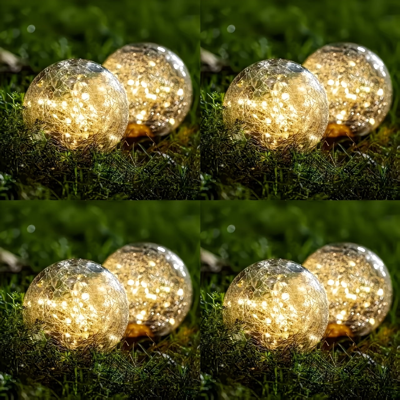 4/8 Pack Solar Garden Globe Lights 4.7" Cracked Glass Warm White ...