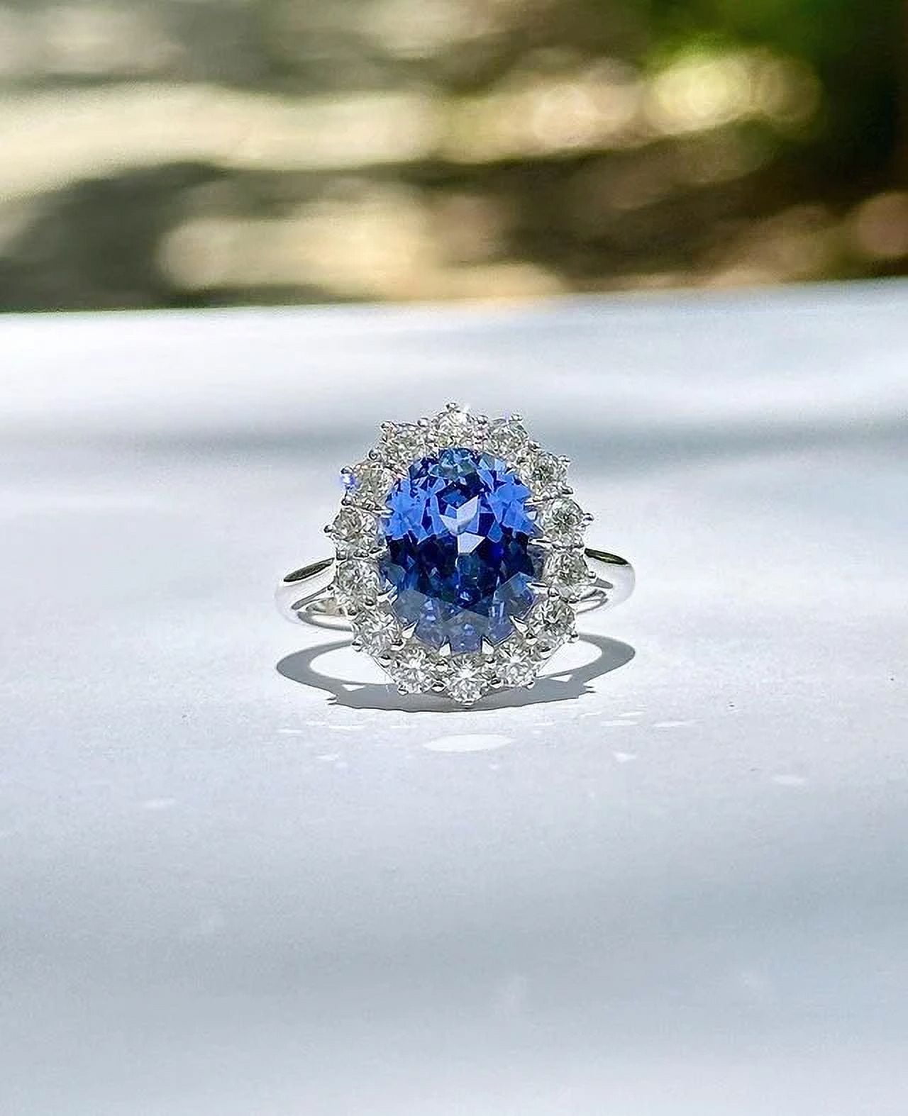 4.80 Ct Certified Natural Blue Sapphire Diamond Engagement Wedding Ring ...