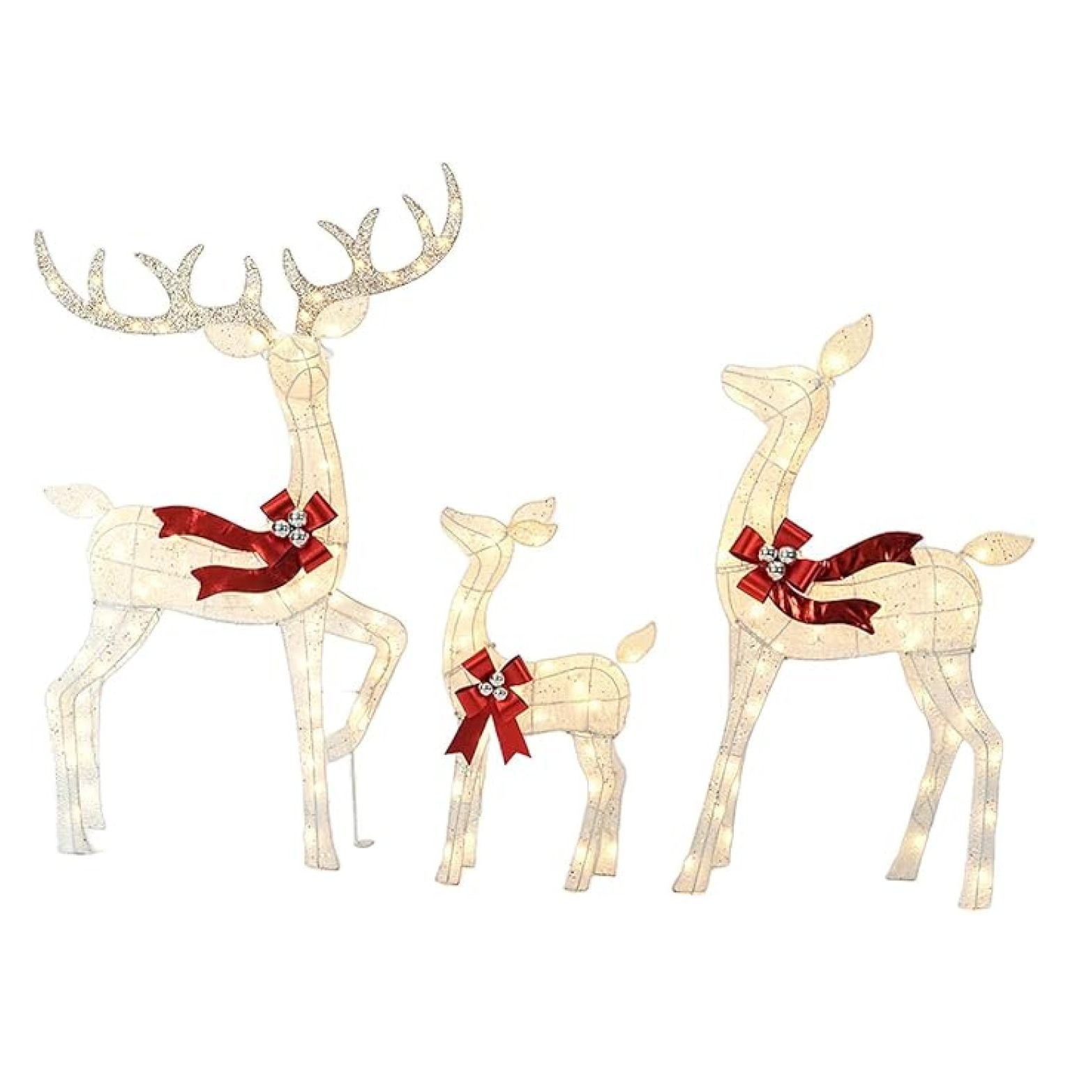 4.83FT 3-Piece Large Lighted Christmas Deer Family Set, 3D Reindeer ...