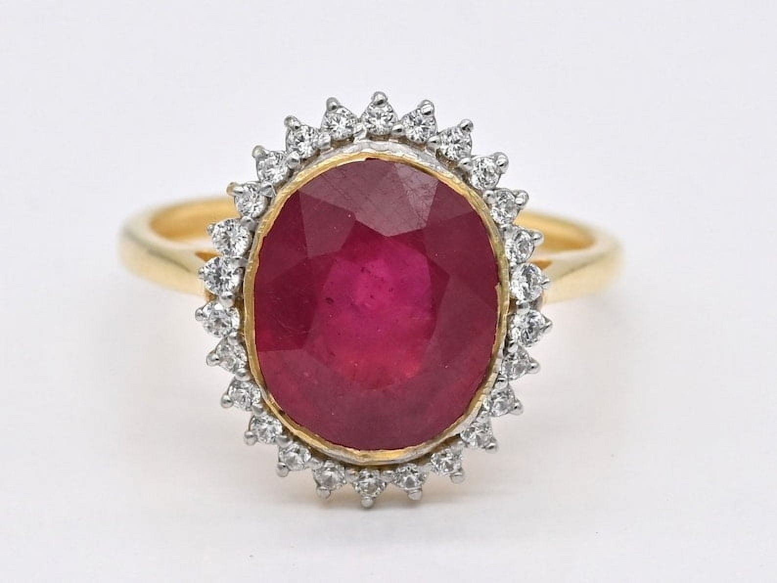 4.85CTW Ruby diamond halo ring for her wedding engagement anniversary ...