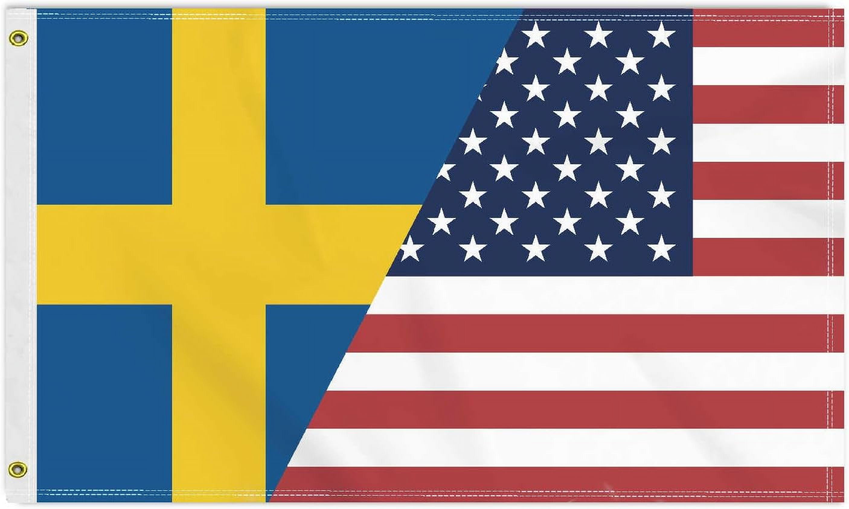 4.85x8 FT USA Sweden Flag, Large America Swedish Outdoor Banner,Double ...
